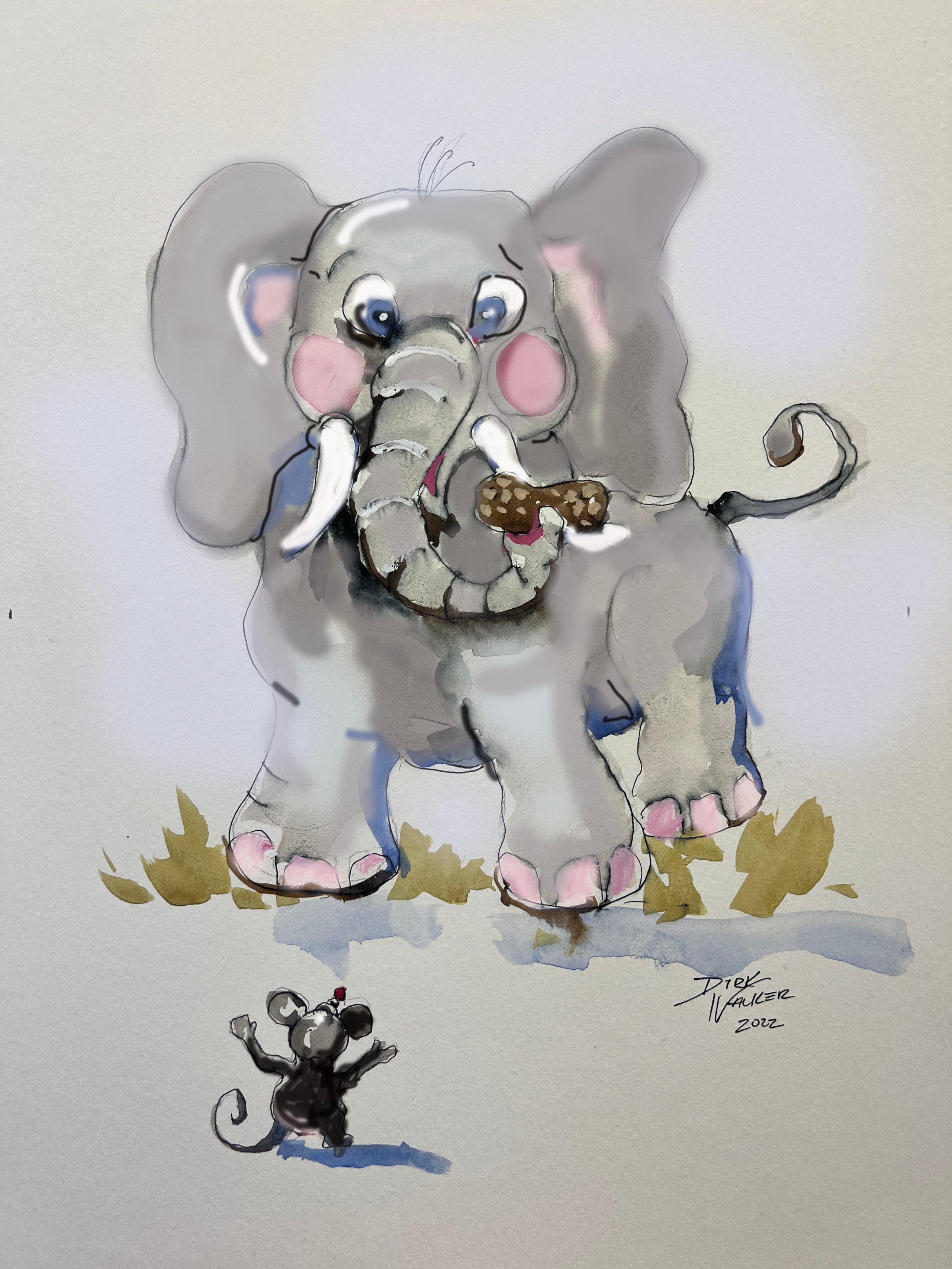 NS105. Best Pals - Elephant & Mouse | Dirk Walker Fine Art