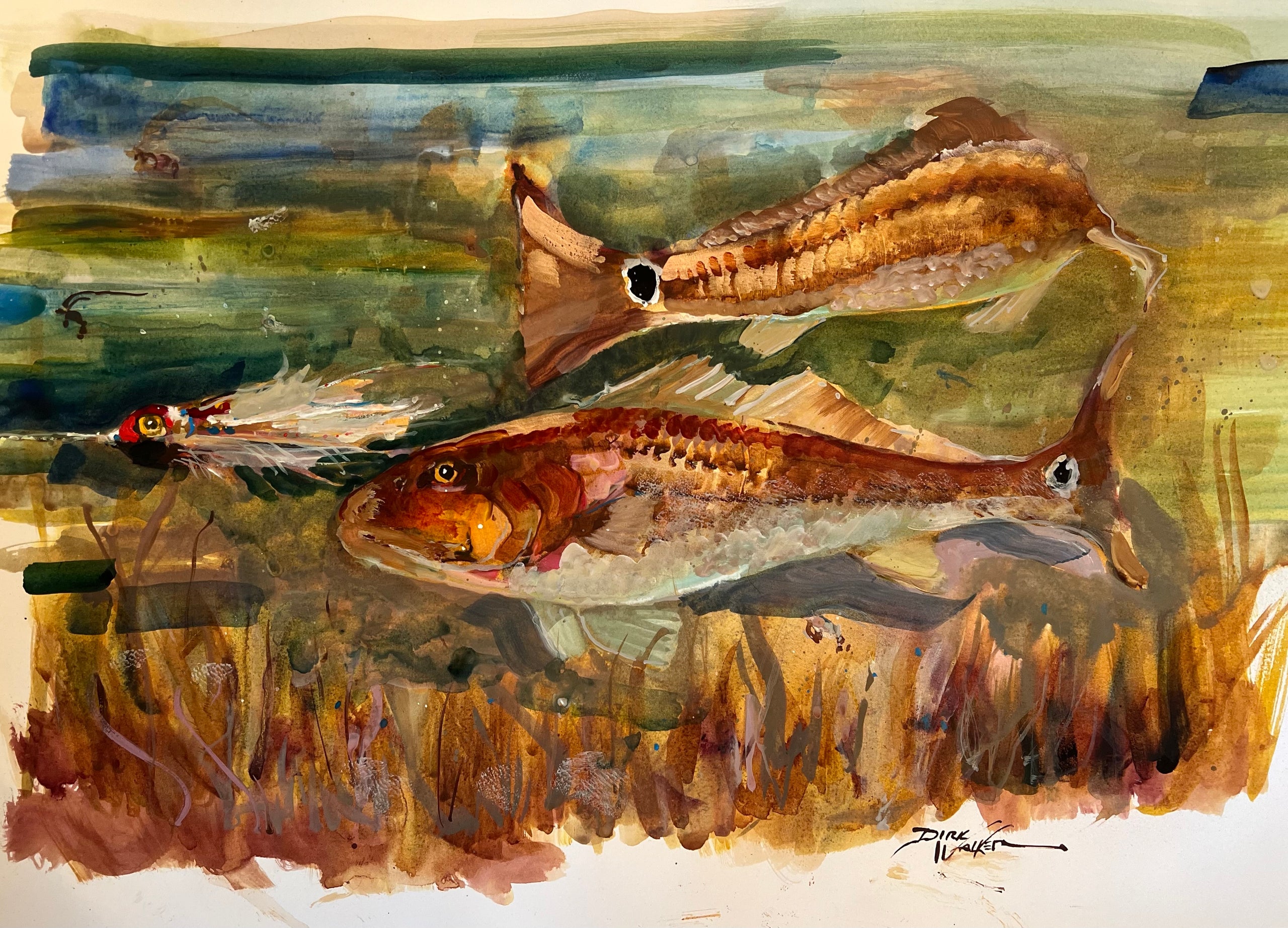 Trolling a Streamer for Redfish | Dirk Walker Fine Art