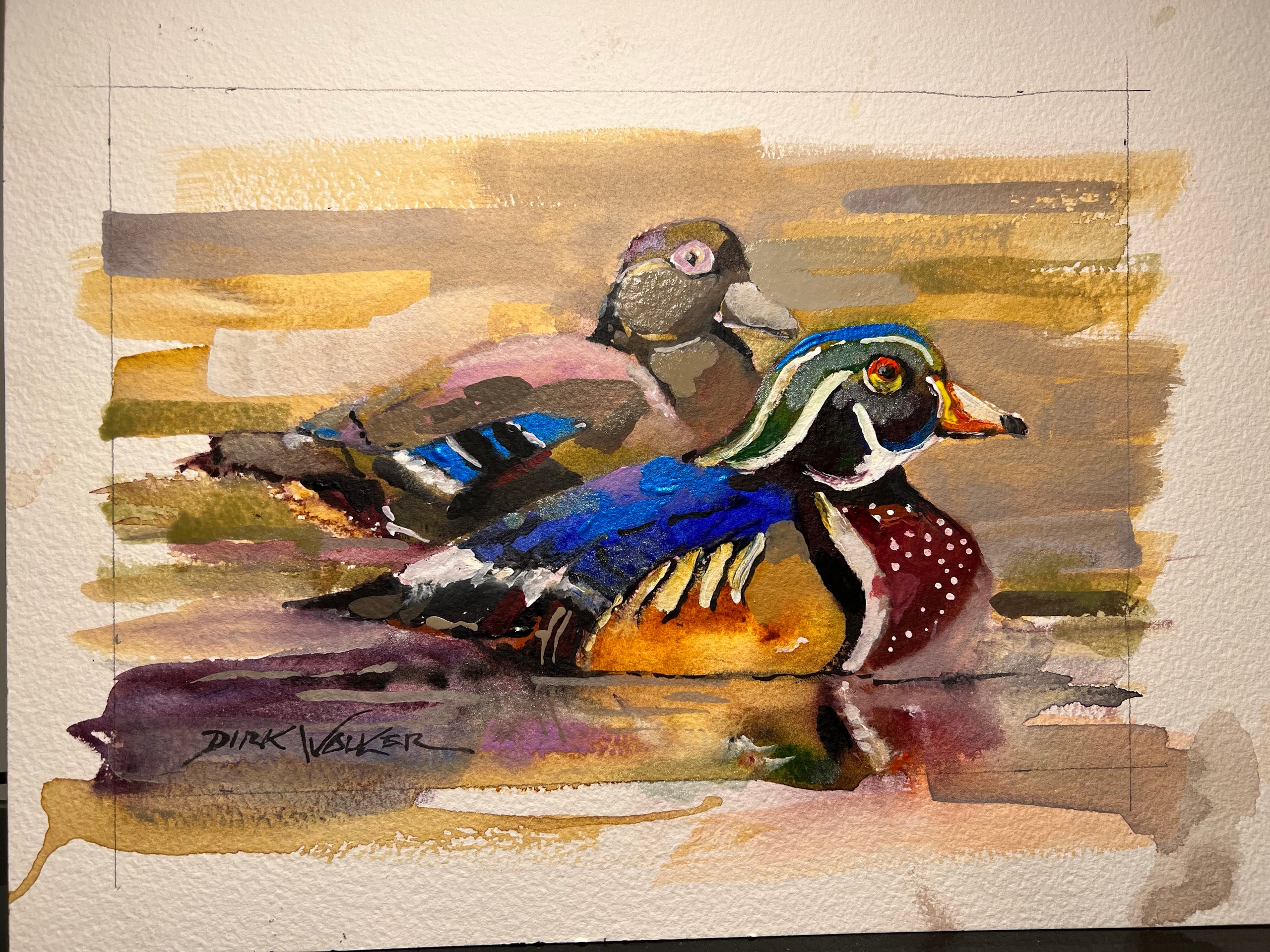 Drake & Hen Wood Duck | Dirk Walker Fine Art